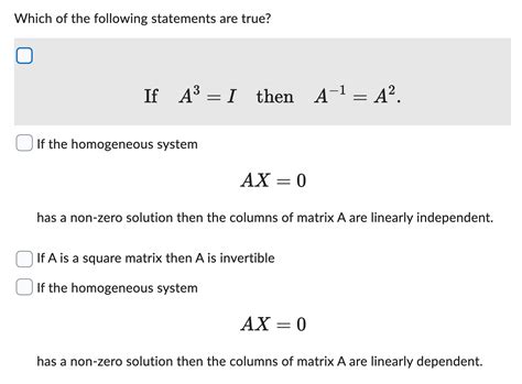 solved which of the following statements are true if a3 i