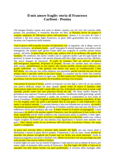 Riassunto Il Mio Amore Fragile Storia Di Francesco Docsity