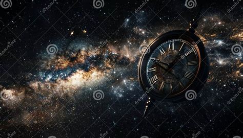 Clock On Sky Clock In Space Time Concept Stock Illustration