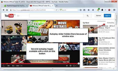 nextvid stopper for youtube blocks autoplay on youtube in firefox
