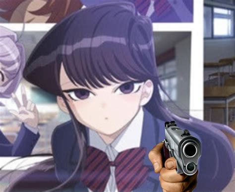 Komi San Points A Gun Blank Template Imgflip