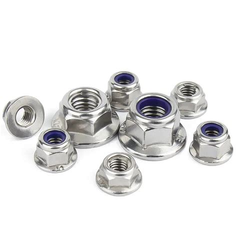 Staineless Steel 304 Hexagon Nuts With Flange Lock Nuts Bright Finish