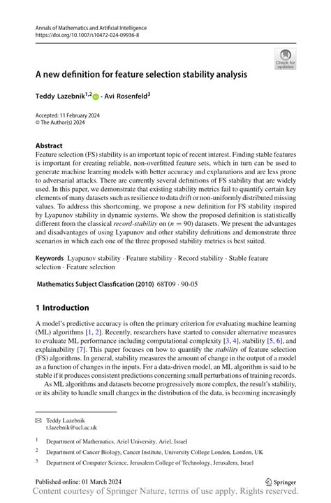 Pdf A New Definition For Feature Selection Stability Analysis
