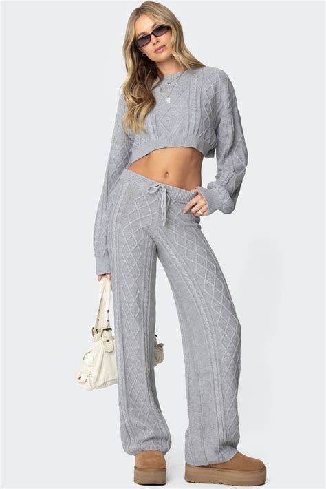 Kasey Cable Knit Pants Edikted