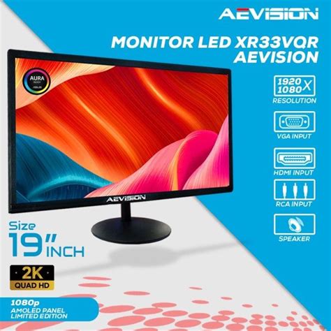 Monitor Led Aevision 19 Inch Hdmi Vga Layar Komputer Cctv Dvr New