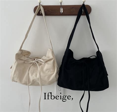 이프베이지 당일발송 최저가 Ifbeige 리본매듭 에코백 숄더 크로스 텀블러 캔버스백 2 Color