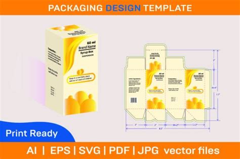 Syrup Box 60 Ml Packaging Design Templat Graphic By Designconcept