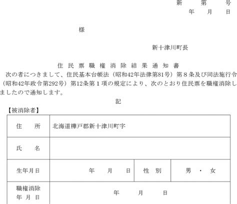 新十津川町住民基本台帳実態調査及び職権消除事務処理規程