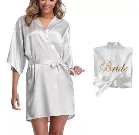 Batas Para Novias Bordada Suave Pijamas Dama Satin Camisón Meses sin