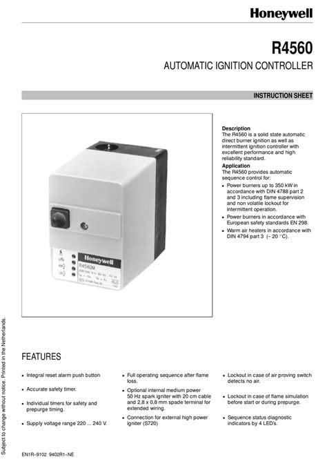 Honeywell R4560 Instruction Sheet Pdf Download Manualslib