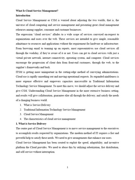 Cloud Service Management Pdf Cloud Computing Information Technology