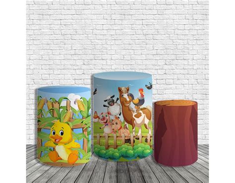 Trio De Cilindros Para Festas Fazendinha Painel De Festa Loja Oficial