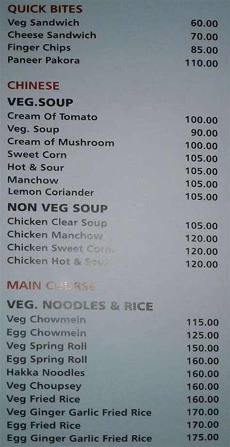 Chawlas Restaurant Menu Menu For Chawlas Restaurant C Scheme