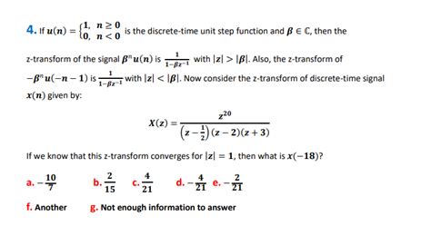 solved 4 if u n s1 no lo no is the discrete time unit