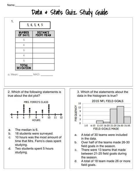 Data Stats Quiz Study Guide