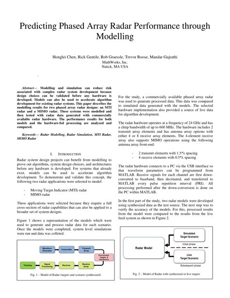 Pdf Predicting Phased Array Radar Performance Through Modelling