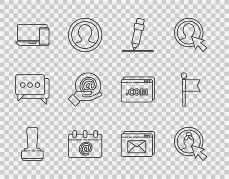 Set Line Stamp Create Account Screen Pencil With Eraser Calendar