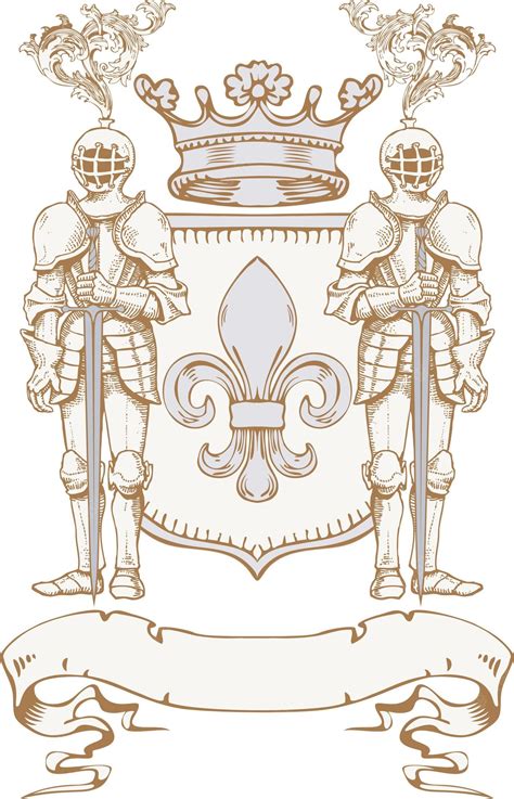 Premium Vector Vector Image Of A Medieval Coat Of Arms With Knights