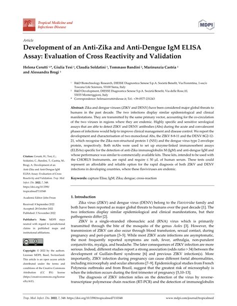 Pdf Development Of An Anti Zika And Anti Dengue Igm Elisa Assay