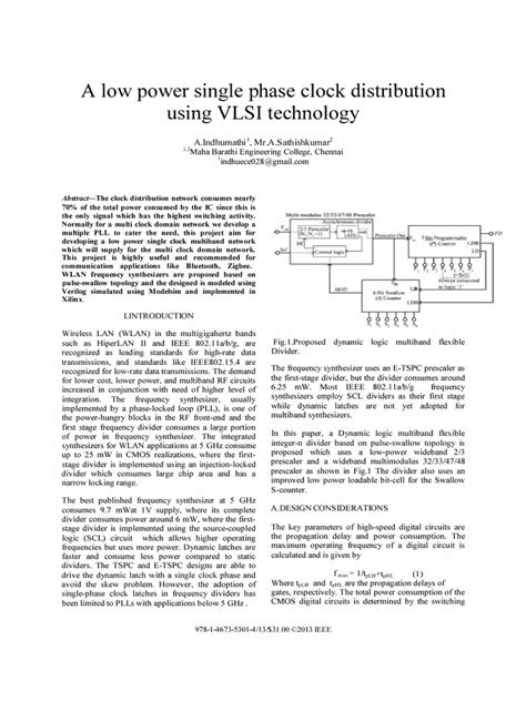 A Low Power Single Phase Clock Distribution Using Vlsi Technology Pdf Wireless Lan Cmos