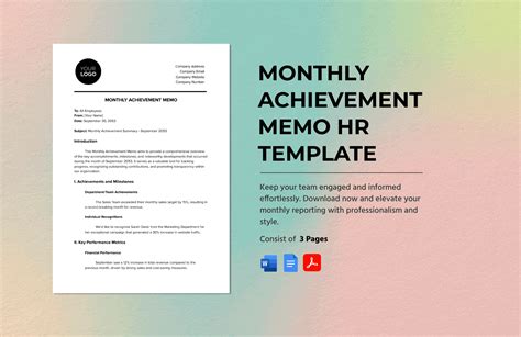 Monthly Achievement Memo HR Template In Word PDF Google Docs Download Template Net