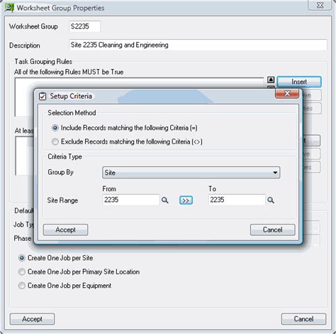 Worksheet Group Setup