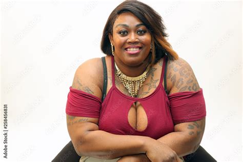 Portrait Of An Attractive Plus Size African American Female Model Stock Photo Adobe Stock