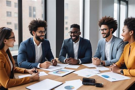 Group Of Diverse People Having A Business Meeting Premium Ai