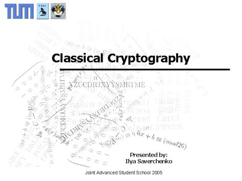 Introduction To Cryptography Historical Cryptosystems Classical