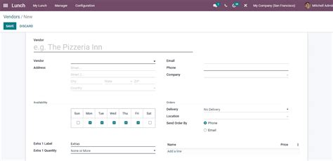 lunch vendors in odoo lunch module odoo v15 enterprise