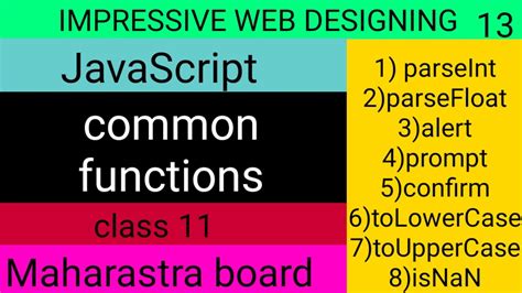 Commonly Used Built In Functions In Javascript Impressive Web Designing Class 11 Youtube