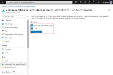 create and manage access tokens for end users an azure communication