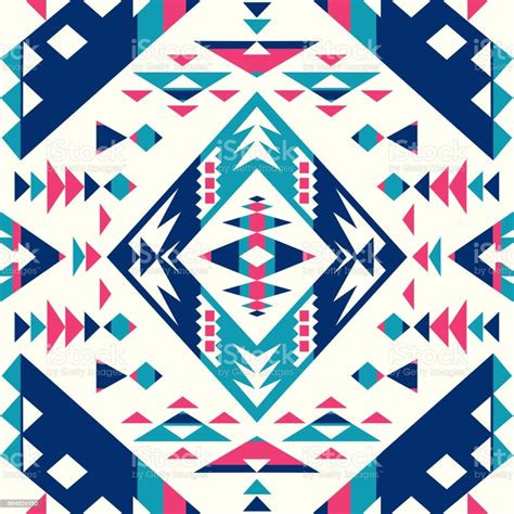 원활한 민족 패턴 질감입니다 기하학적 추상 나바호어 인쇄 소박한 장식 장식입니다 아메리카 원주민 패턴입니다 핑크 블루 색상입니다 기하 도형에 대한 스톡 벡터 아트 및 기타
