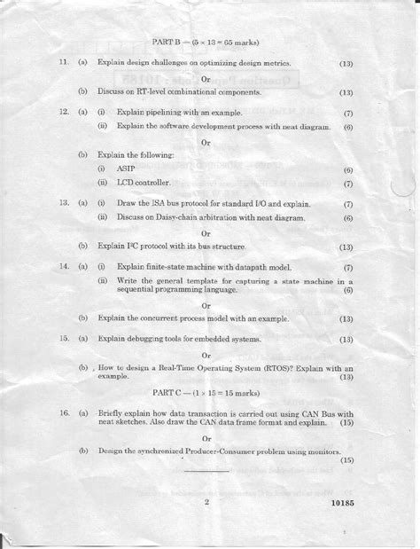 Anna University AP 5191 Embedded System Design APRIL MAY 2019 Question Paper University