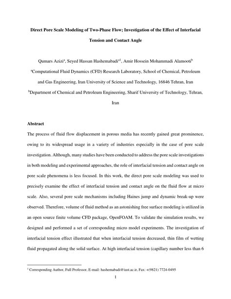 Pdf Direct Pore Scale Modeling Of Two Phase Flow Investigation The