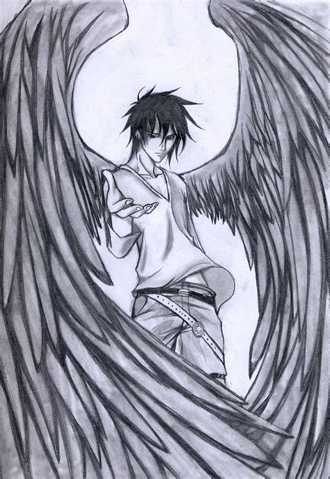 Black And White Drawings Of Male Angels