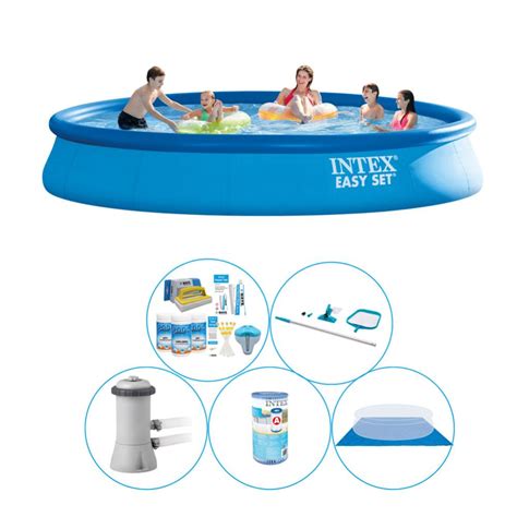 Offre Combinée De Piscine 6 Pièces Intex Easy Set Ronde 457x84 Cm