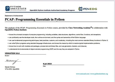 Venkatesh Ulli On Linkedin Pythonprogramming Cisconetworkingacademy