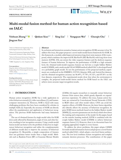 pdf multi‐modal fusion method for human action recognition based on ialc