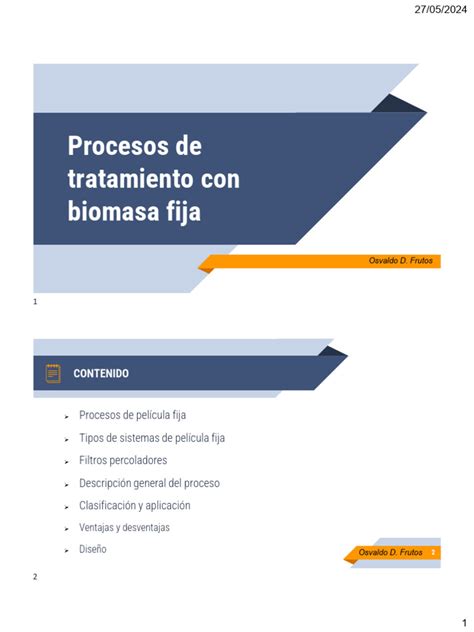 Procesos De Tratamiento Con Biomasa Fija Pdf Aguas Residuales