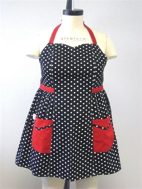 Retro Apron Plus Size Sweetheart Neckline Black And White Etsy