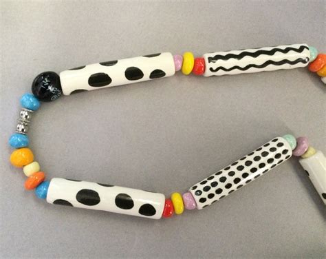 Vintage Ruby Z Candace Loheed Colorful Fun Ceramic Bead Necklace Etsy