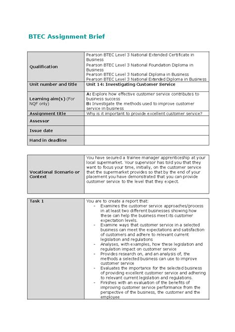 Btec Assignment Brief Unit 14 Learning Aims Ab Btec Assignment