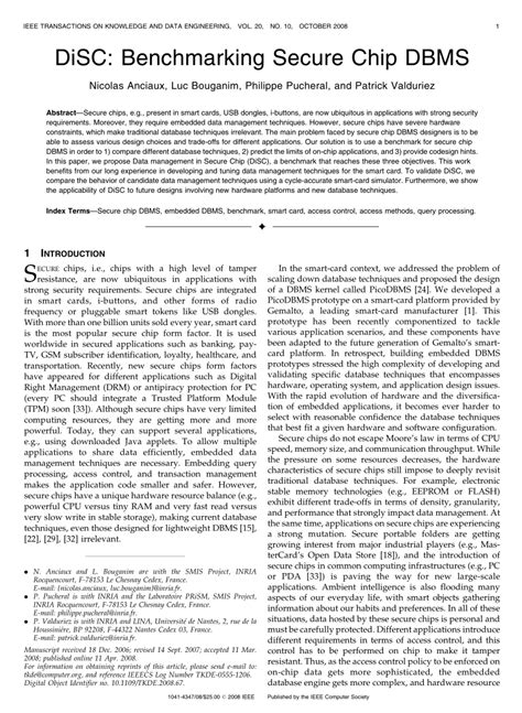 Pdf Disc Benchmarking Secure Chip Dbms