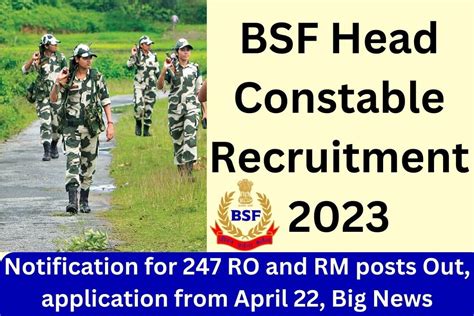 Bsf Head Constable Recruitment 2023 Notification For Ro And Rm Posts