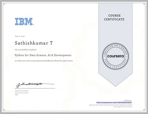 Sathishkumar T On Linkedin Python Datascience Ai Machinelearning Coursera Ibm