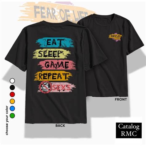 Jual Kaos Oversized Pria Wanita Eat Sleep Games Repeat All Size