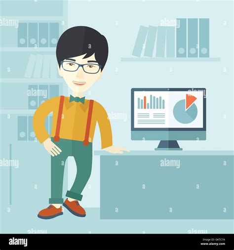 Man Presenting A Graph From His Computer Stock Vector Image Art Alamy