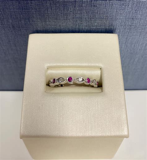 Ruby And Diamond White Gold Stackable Ring Solid Gold Jewelers