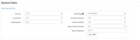 Order Filters Help Centre